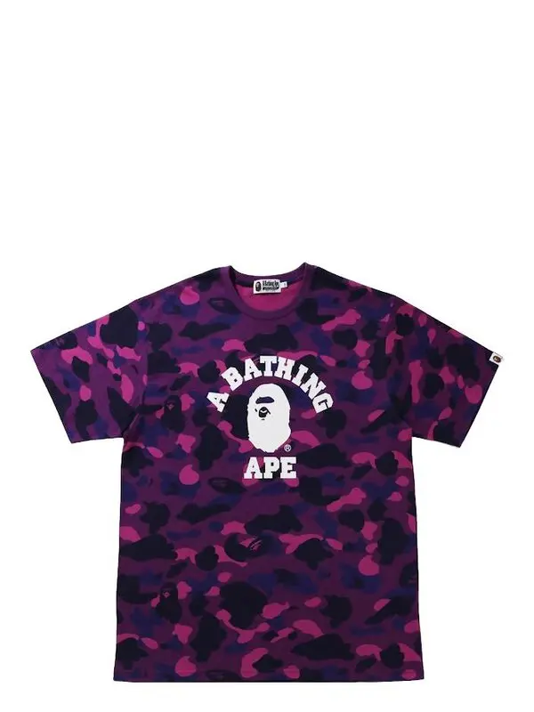A BATHING APE Camo College Tee Shirt - Purple