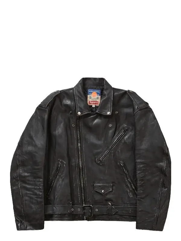 Supreme Painted Leather Motorcycle Jacket - Black
