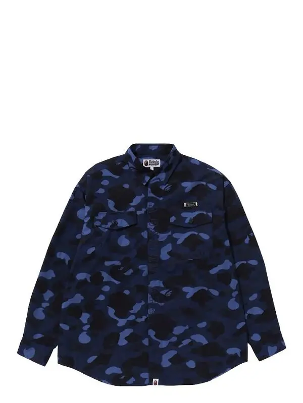 A BATHING APE Camo Cpo Shirt - Navy Blue