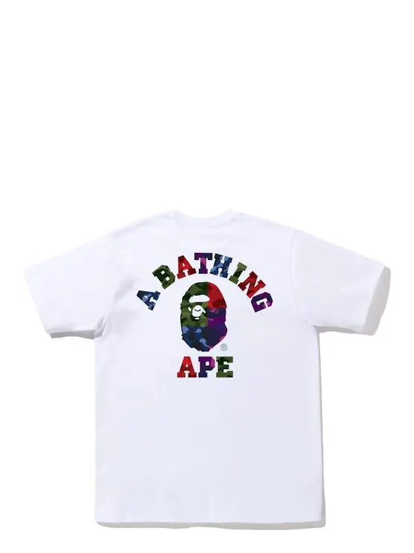 A BATHING APE Camo Crazy College Ats Tee Shirt - White