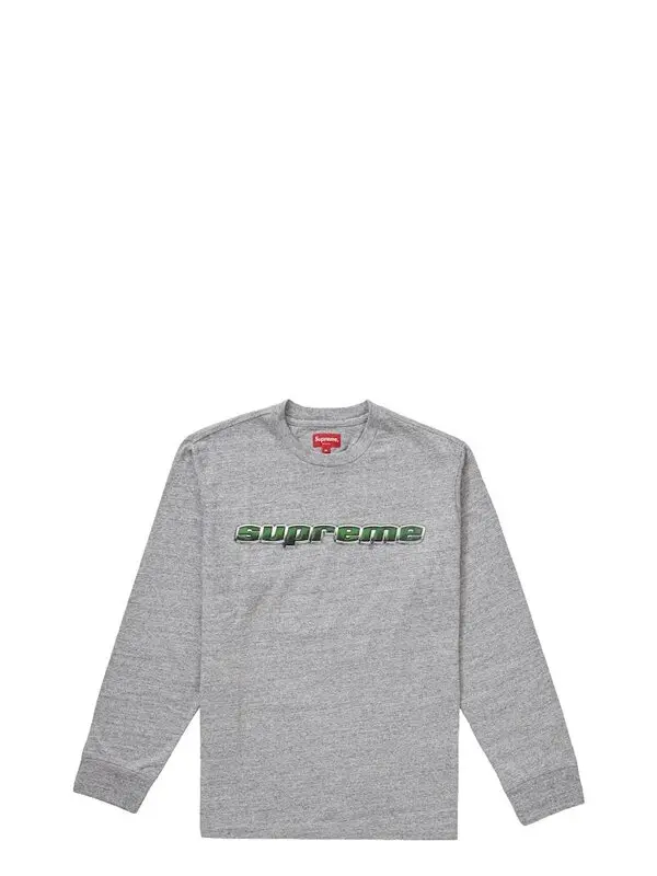 Supreme Chrome Logo Long Sleeve Top - Heather Grey