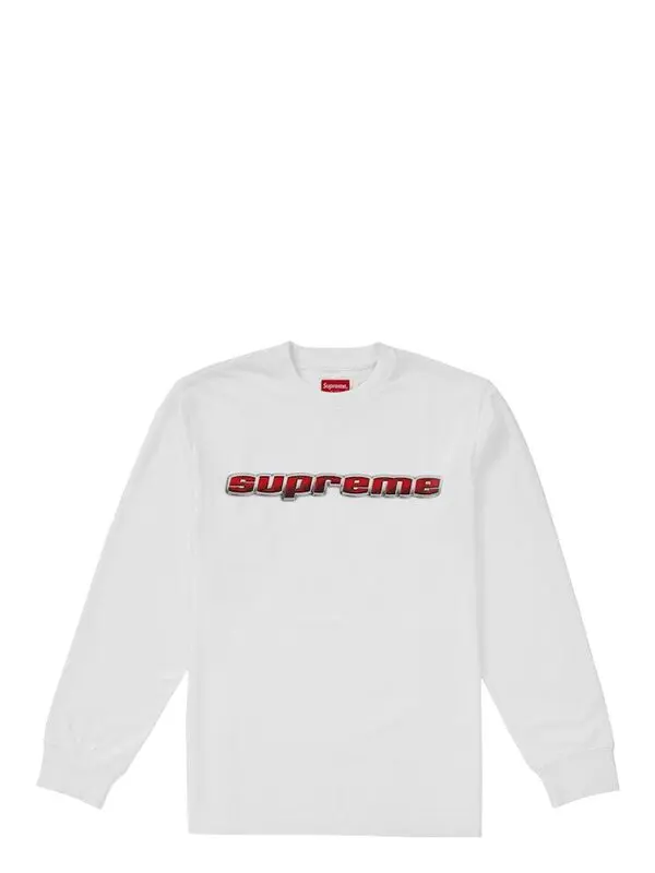 Supreme Chrome Logo Long Sleeve Top - White