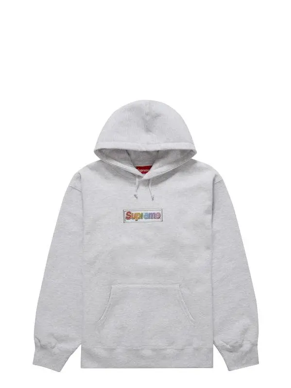 Supreme Bling Box Logo Hooded Sweatshirt - Ash Grey
