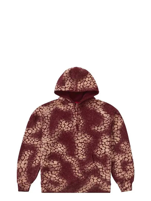 Supreme Bleached Leopard Hooded Sweatshirt - Cardinal