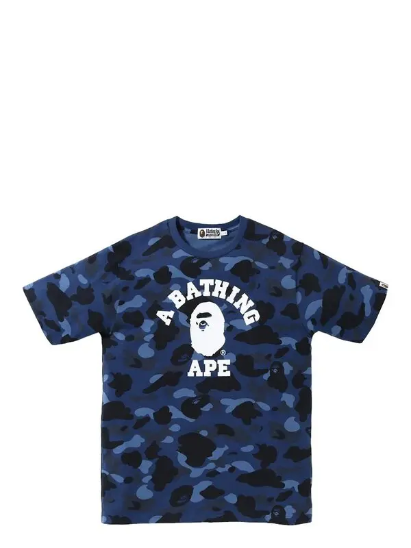 A BATHING APE Camo College Tee Shirt - Blue