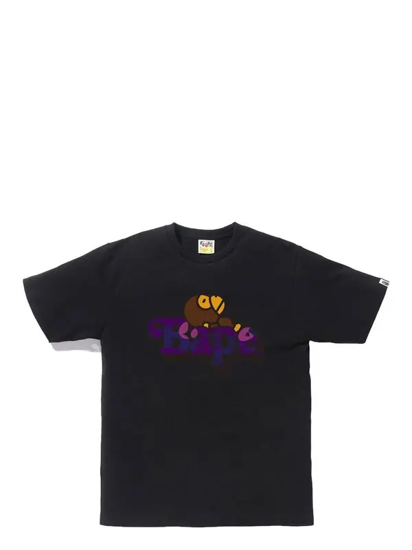 A BATHING APE Camo Milo On Tee Shirt - Black/purple