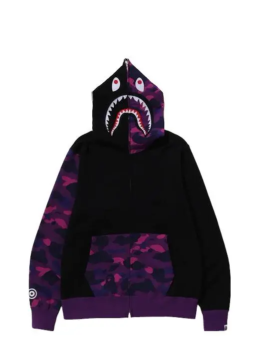 BAPE Camo Shark Full Zip Hoodie - Purple