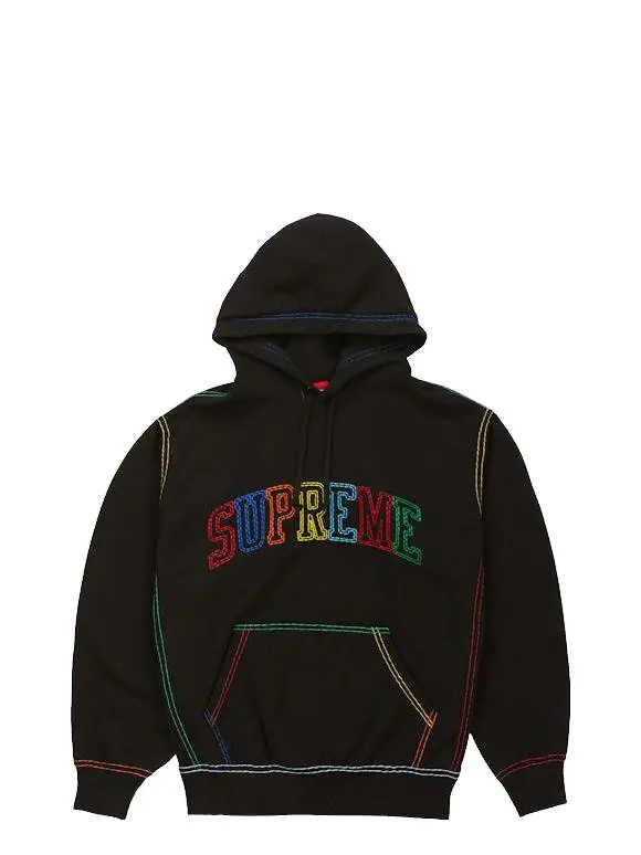 Supreme Big Stitch Hooded Sweatshirt - Black