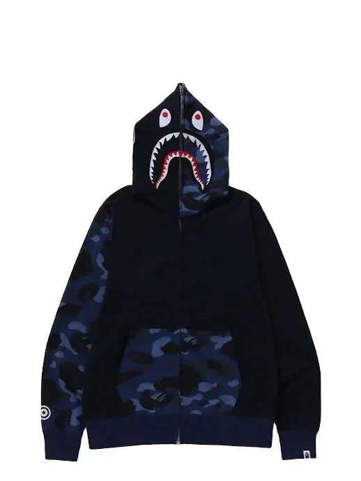 BAPE Camo Shark Full Zip Hoodie - Navy Blue