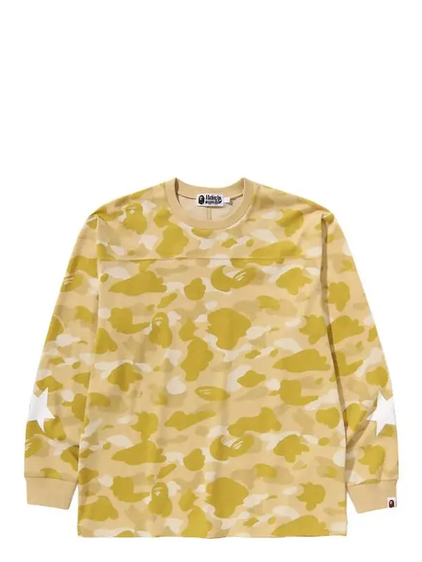 A BATHING APE Camo Relaxed Fit Long Sleeve Tee Shirt - Yellow