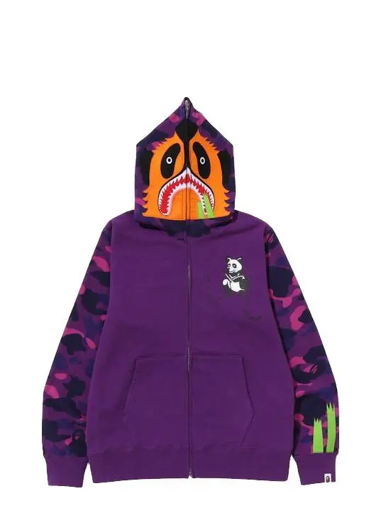BAPE Camo Panda Full Zip Hoodie - Purple