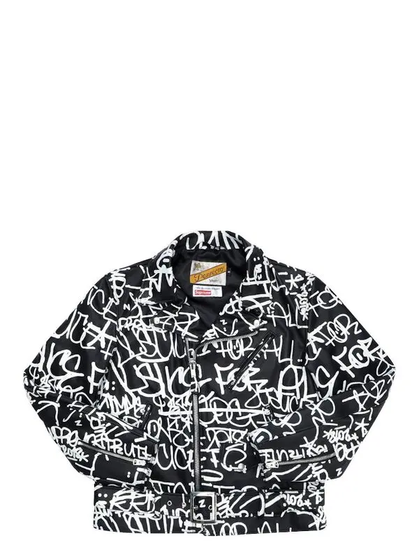 Supreme Comme Des Garcons Shirt Schott Painted Perfecto Leather Jacket - Black