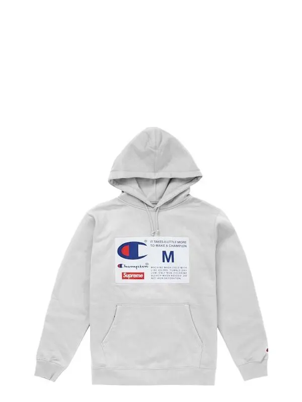 Supreme Champion Label Hooded Sweatshirt - Ash Grey