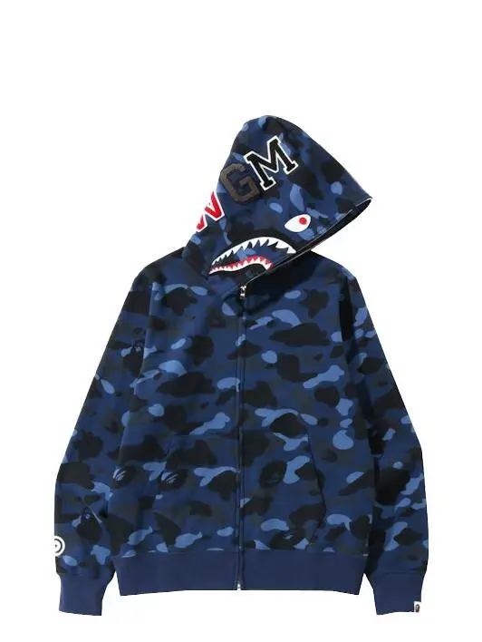 BAPE Camo Shark Full Zip Hoodie - Navy Blue