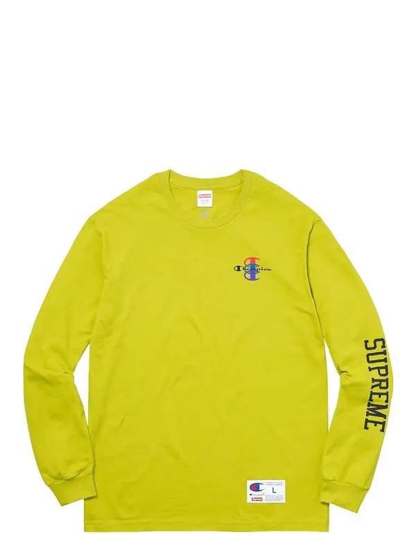 Supreme Champion Stacked C Long Sleeve Tee Shirt - Bright Green