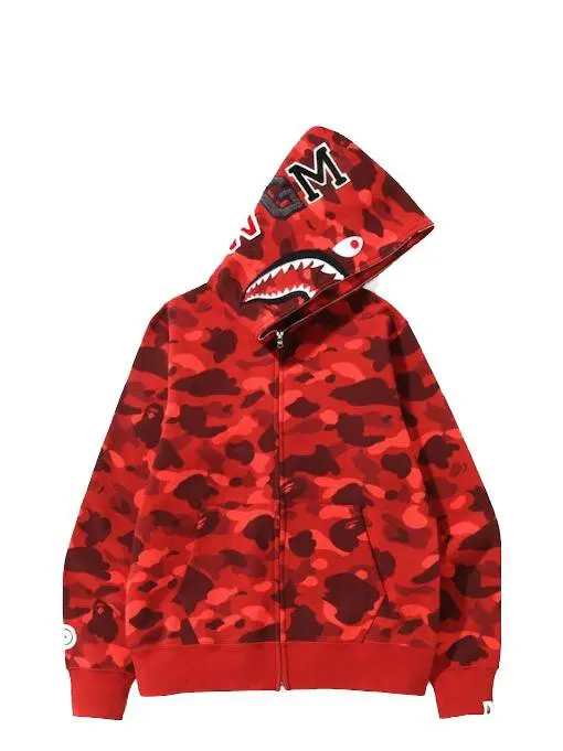 BAPE Camo Shark Full Zip Hoodie - Red
