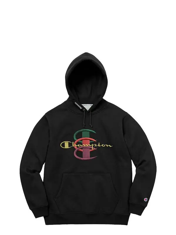 Supreme Champion Stacked C Hooded Sweatshirt - Black