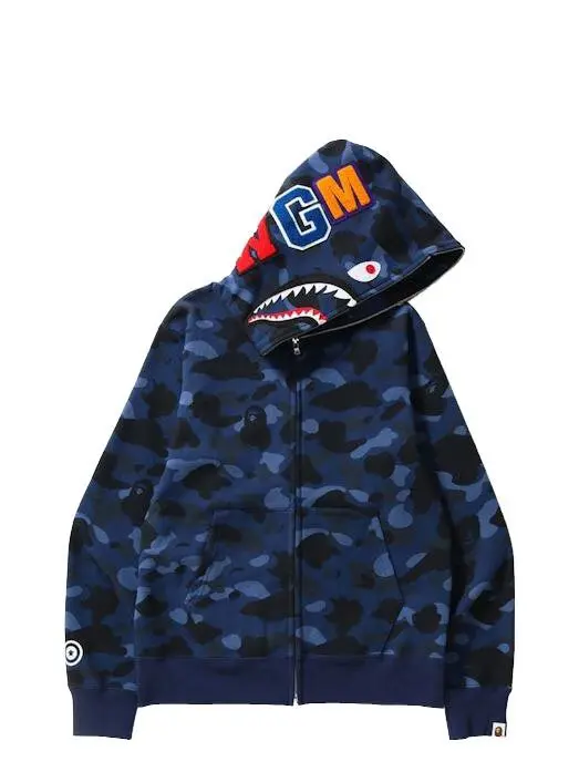 BAPE Camo Shark Full Zip Hoodie - Navy Blue