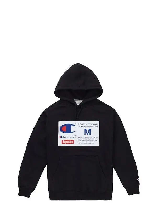 Supreme Champion Label Hooded Sweatshirt - Black