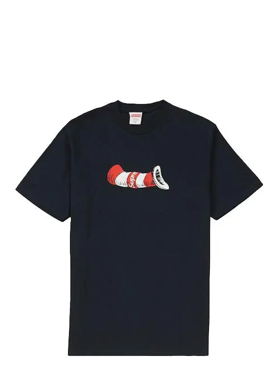 Supreme Cat In The Hat Tee Shirt - Navy Blue