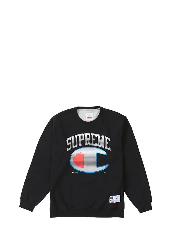 Supreme Champion Chrome Crewneck Sweatshirt - Black