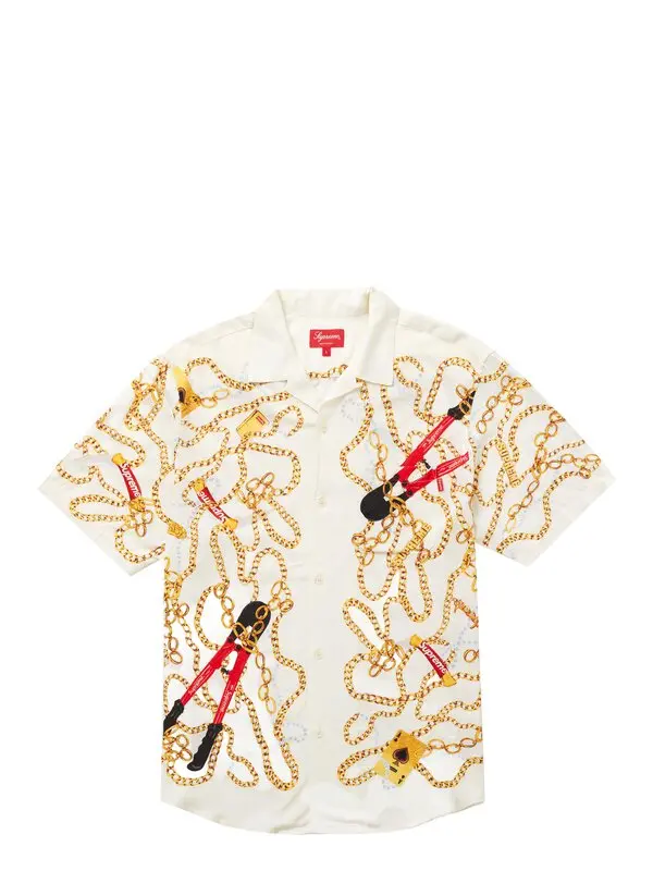 Supreme Chains Rayon Short Sleeve Shirt - White