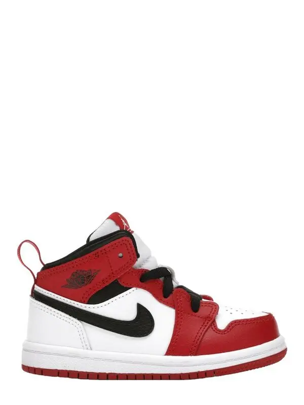 JORDAN 1 Mid High-top Sneakers - White/gym Red/black