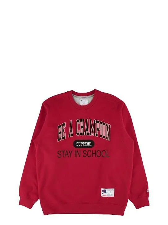 Supreme Champion Stay In School Crewneck Sweatshirt - Red
