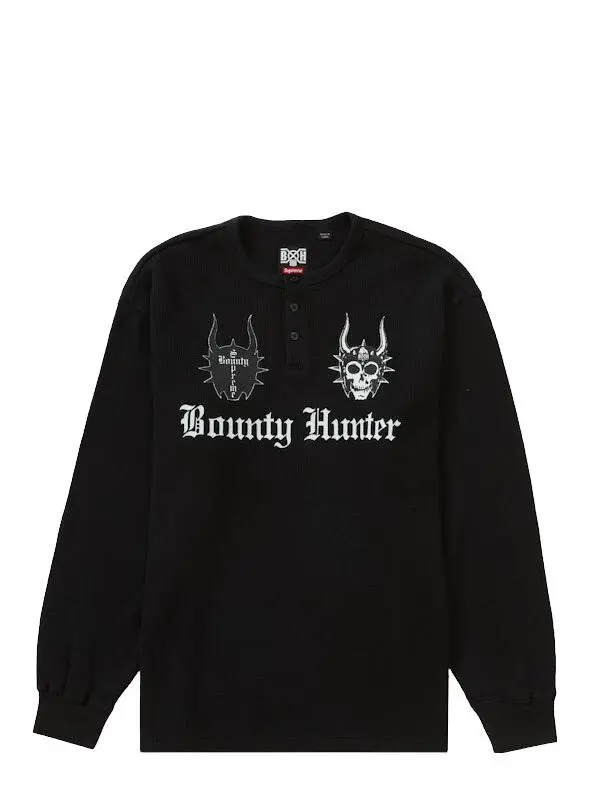 Supreme Bounty Hunter Thermal Henley Long Sleeve Top - Black