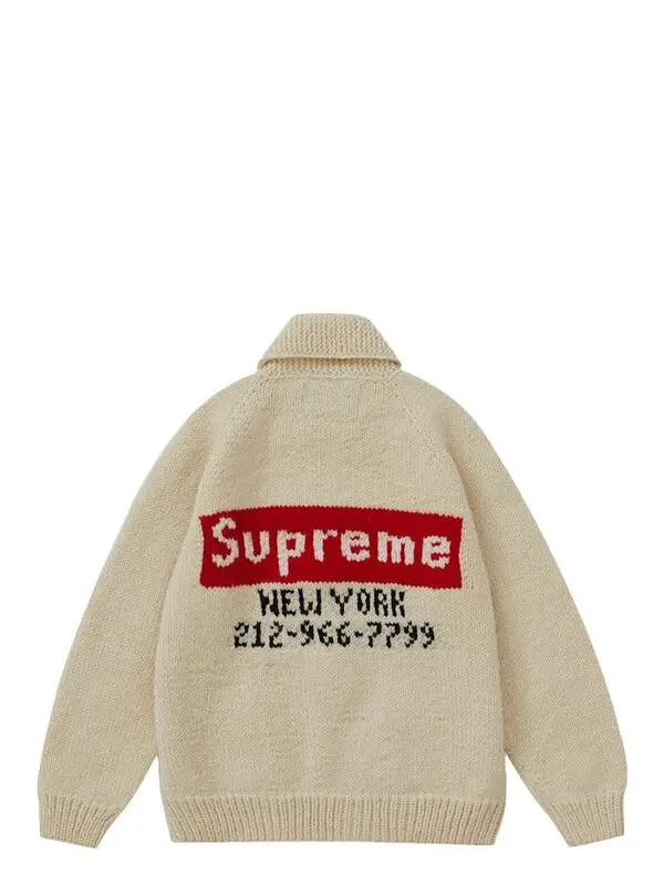 Supreme Box Logo Cowichan Sweater - Natural
