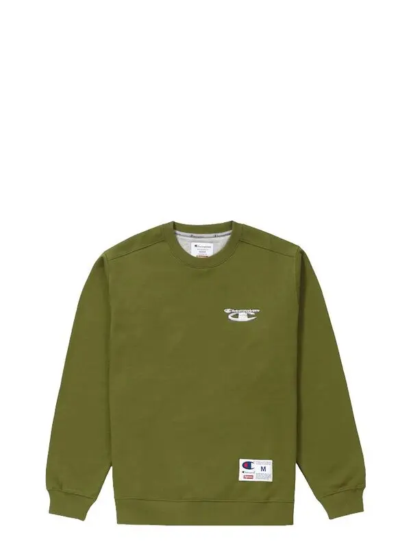 Supreme Champion 3d Metallic Crewneck Sweatshirt - Olive