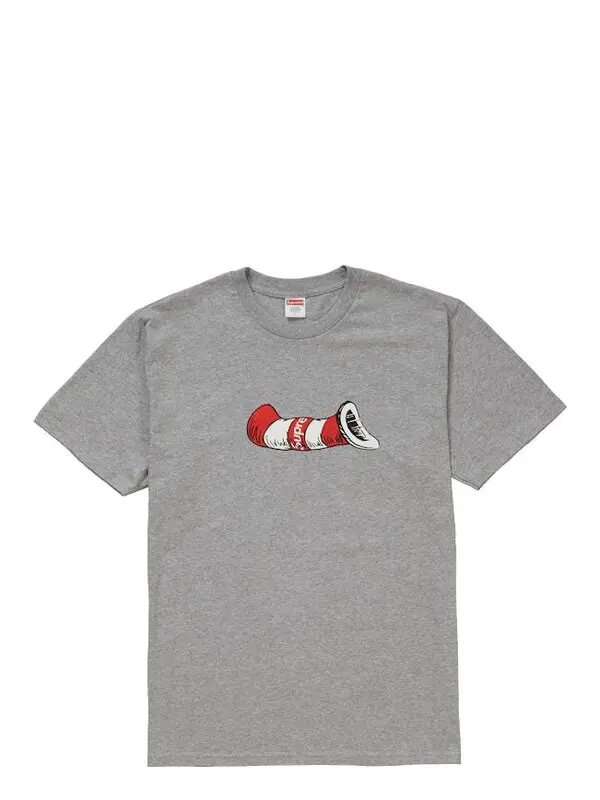 Supreme Cat In The Hat Tee Shirt - Heather Grey
