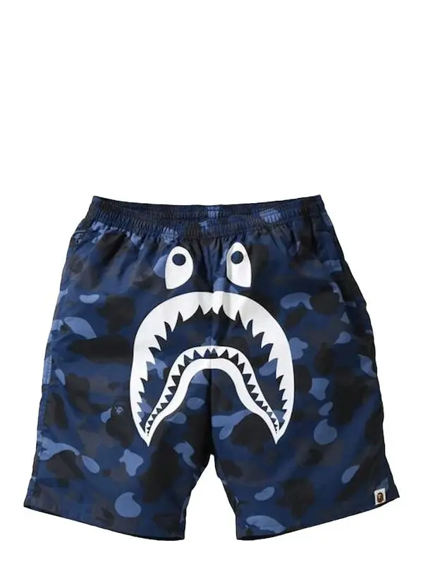 BAPE Camo Shark Beach Shorts - Navy Blue