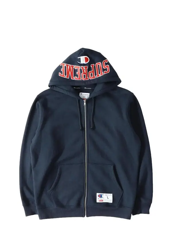 Supreme Arc Logo Zip Up Sweatshirt - Navy Blue