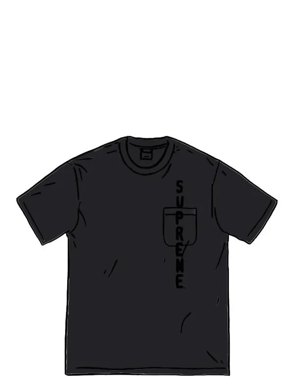 Supreme Contrast Stitch Pocket Tee Shirt - Black