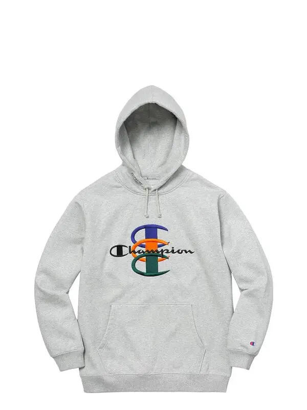 Supreme Champion Stacked C Hooded Sweatshirt - Heather Grey