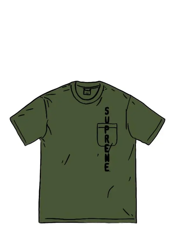 Supreme Contrast Stitch Pocket Tee Shirt - Green
