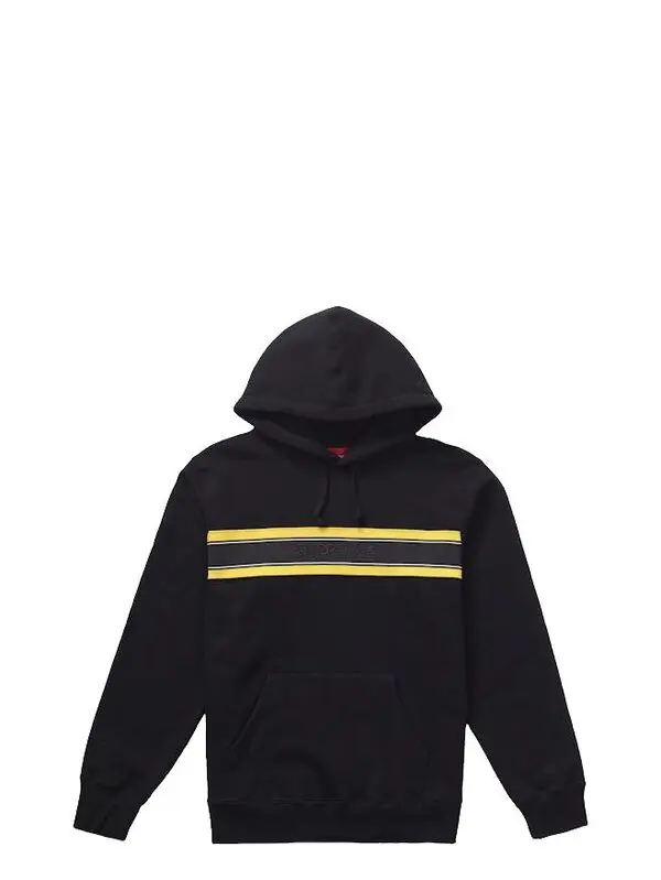 Supreme Chest Stripe Logo Hooded Sweatshirt - Black