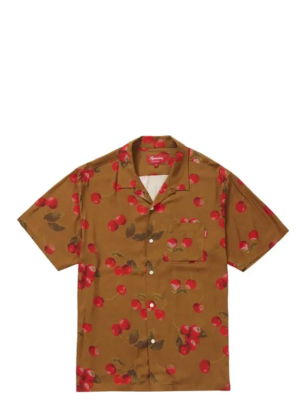 Supreme Cherry Rayon Short Sleeve Shirt - Brown