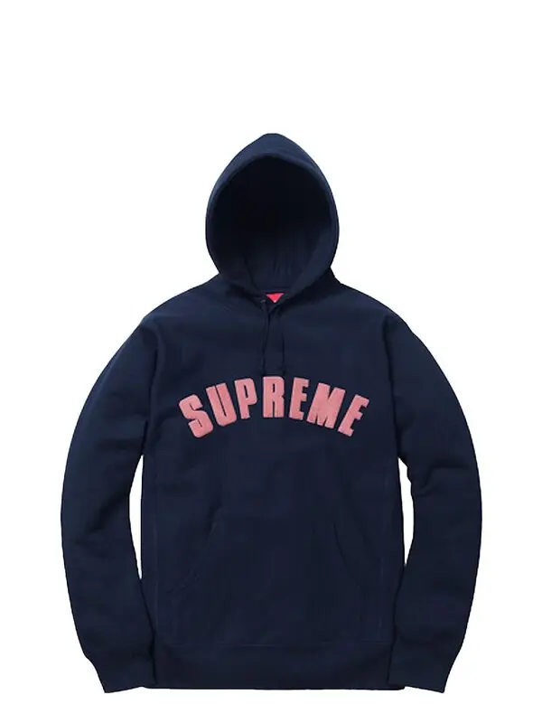 Supreme Chenille Arc Logo Hooded Sweatshirt - Navy Blue