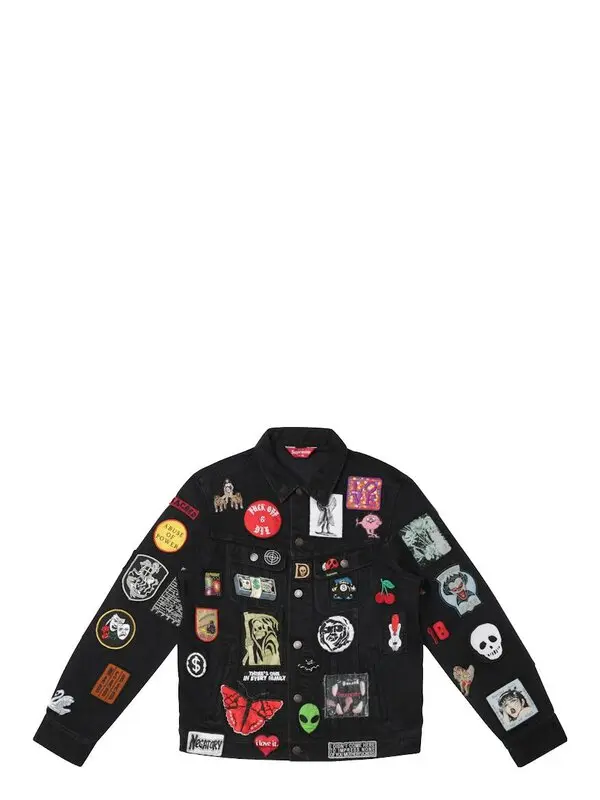 Supreme Patches Denim Trucker Jacket - Black