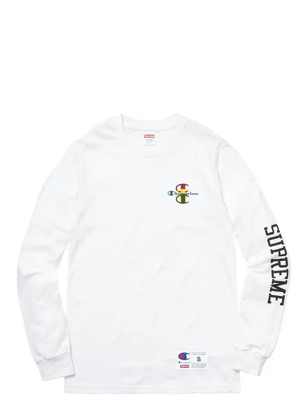 Supreme Champion Stacked C Long Sleeve Tee Shirt - White