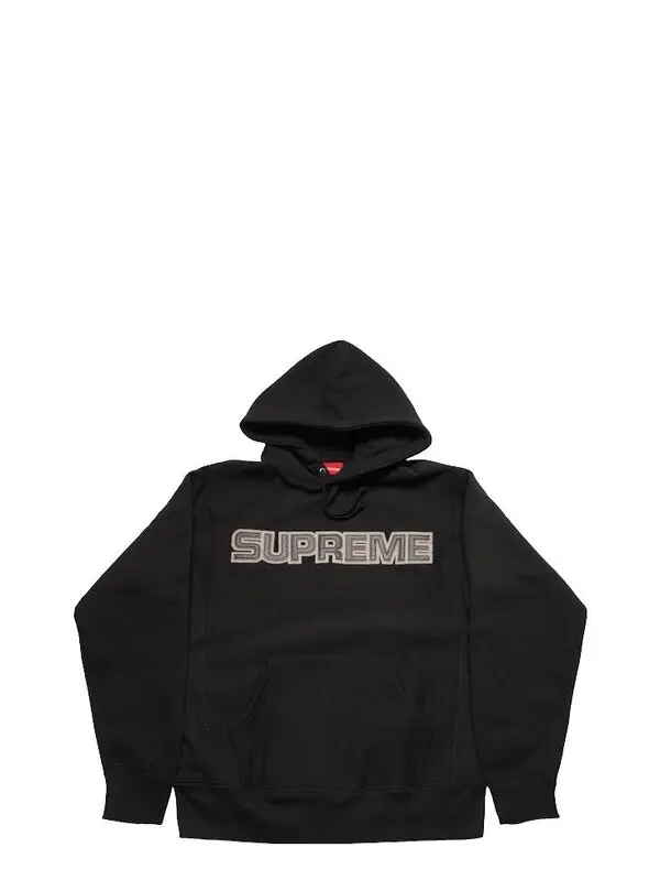 Supreme Perforated Leather Hooded Sweatshirt - Black