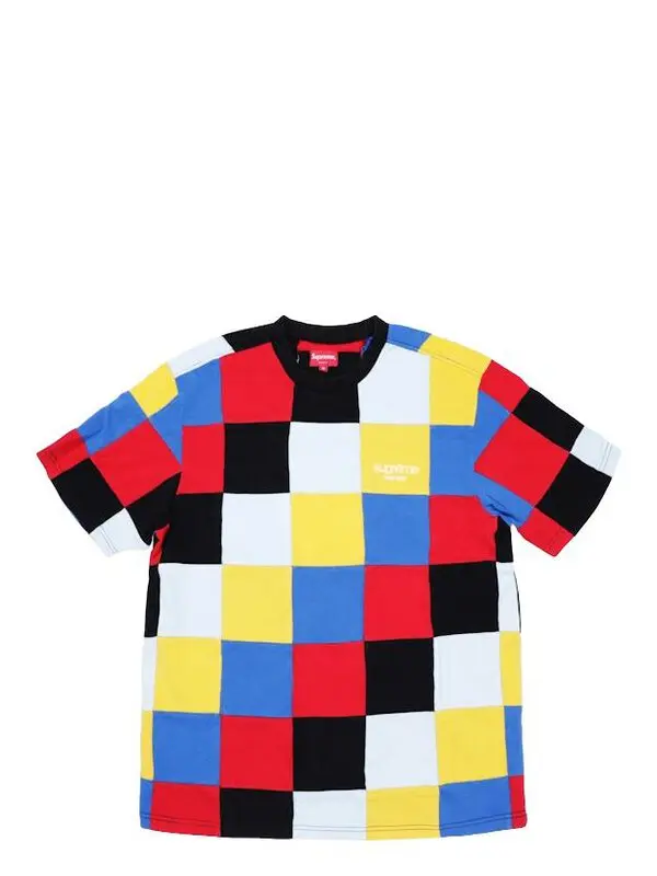 Supreme Patchwork Pique Tee Shirt - Red/yellow/blue