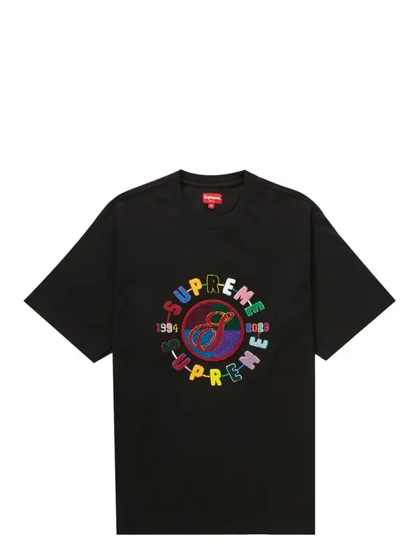 Supreme Chenille Crest Short Sleeve Top - Black