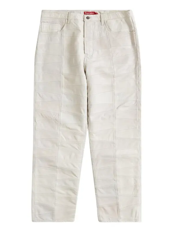 Supreme Patchwork Leather 5-pocket Jean - White