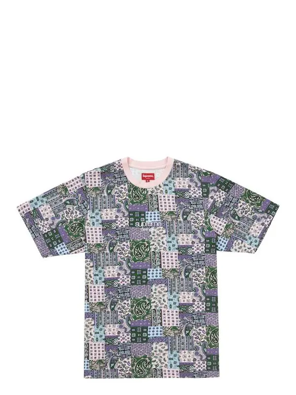 Supreme Patchwork Paisley Short Sleeve Top - Pink