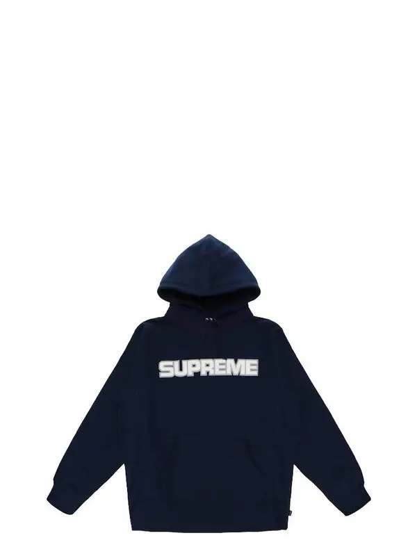 Supreme Perforated Leather Hooded Sweatshirt - Navy Blue