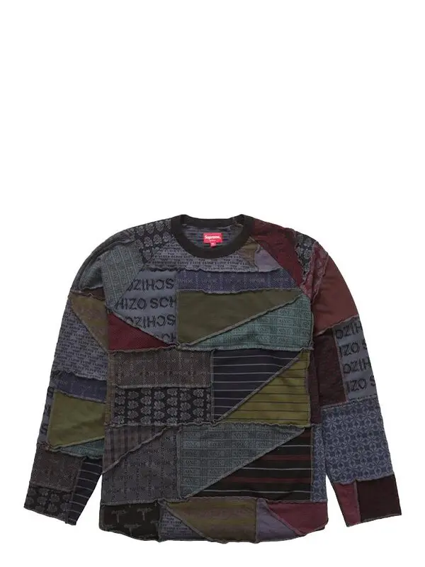 Supreme Patchwork Jacquard Long Sleeve Top - Black