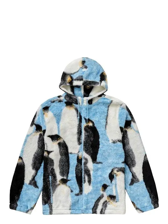 Supreme Penguins Hooded Fleece Jacket - Blue